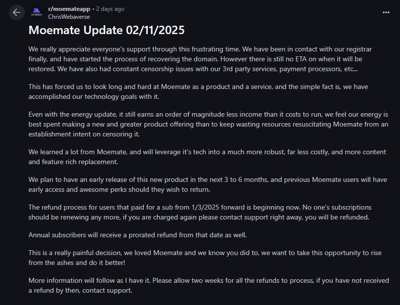 Moemate Is Gone for Good, but Its Developers Have a New Plan — ManyStories