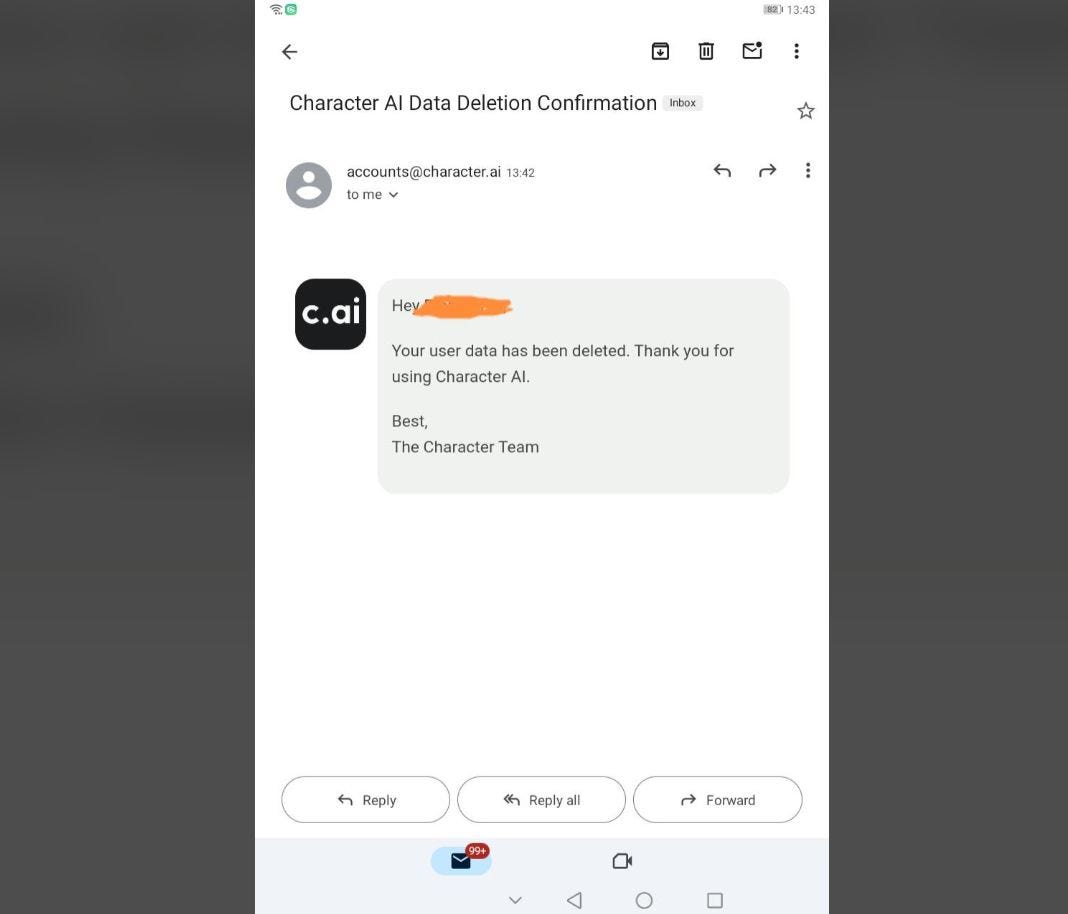 Character AI: “Your Data Has Been Deleted” — ManyStories