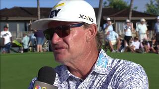 Jason Langer curls in birdie putt at PNC Championship
