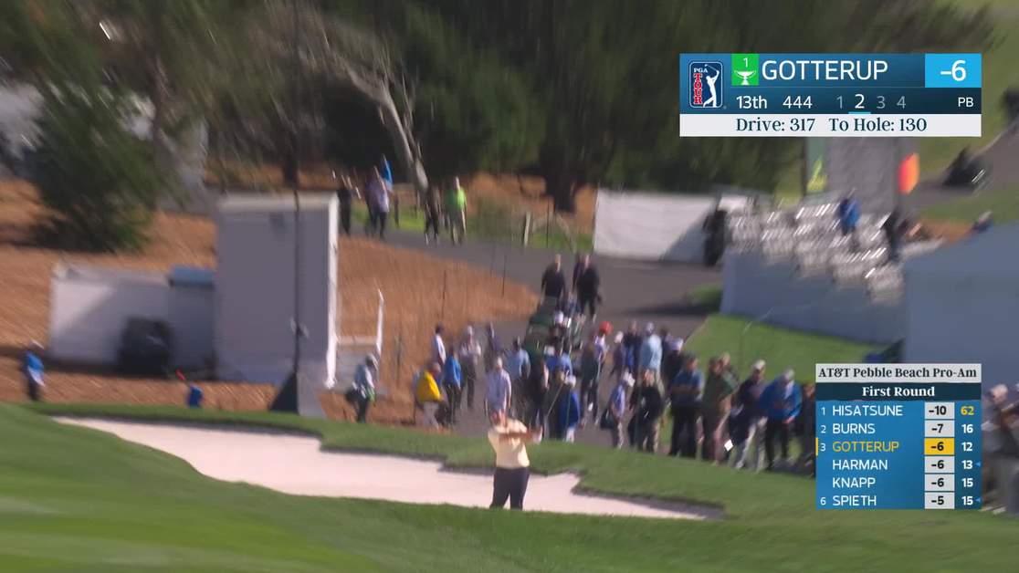 Chris Gotterup | Round 1 | 13th hole | Shot 2 | 2026 AT&T Pebble Beach