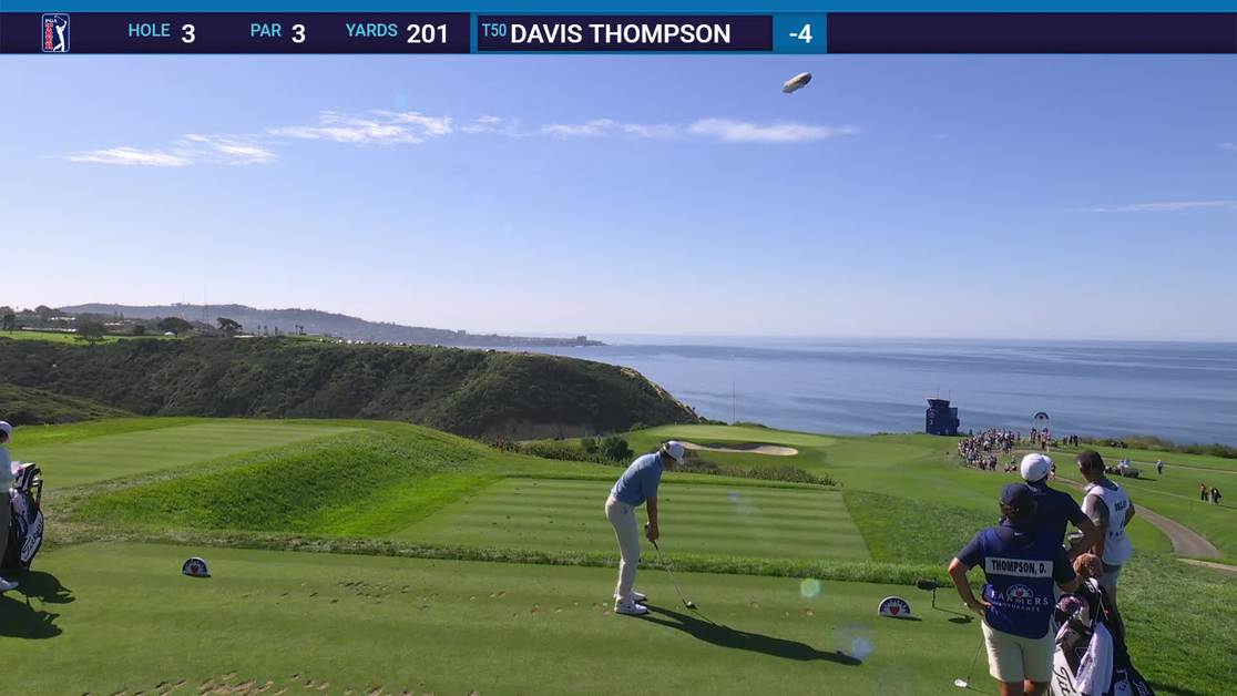 Davis Thompson | Round 4 | 3rd hole | Shot 1 | 2026 Farmers
