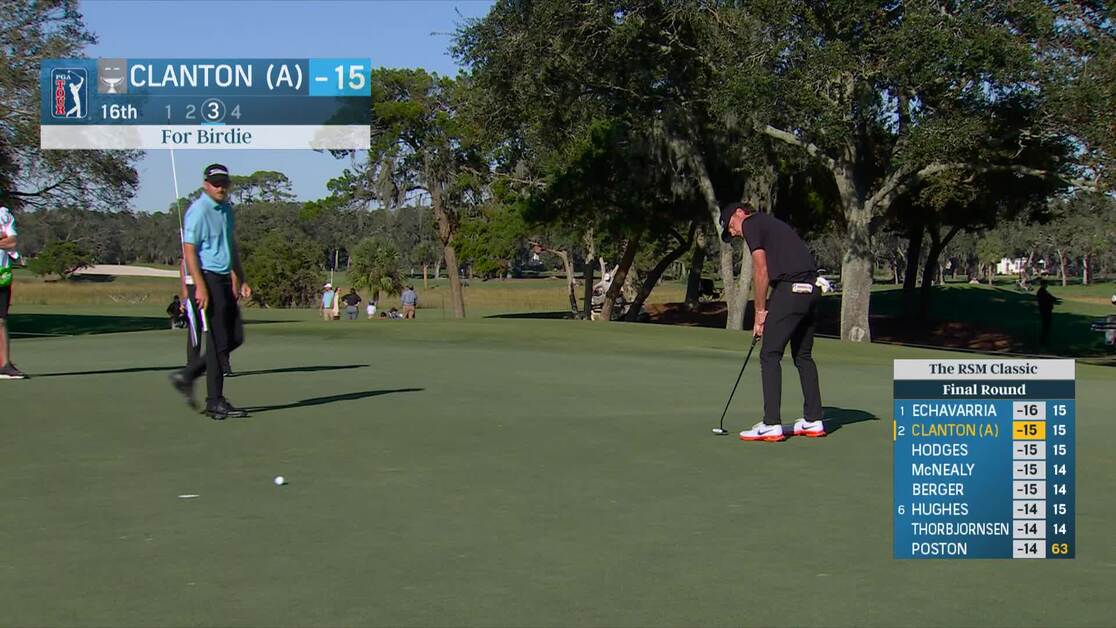 Luke Clanton | Round 4 | 16th hole | Shot 3 | 2024 The RSM Classic