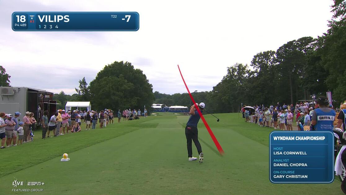 Karl Vilips | Round 3 | 18th hole | Shot 1 | 2025 Wyndham