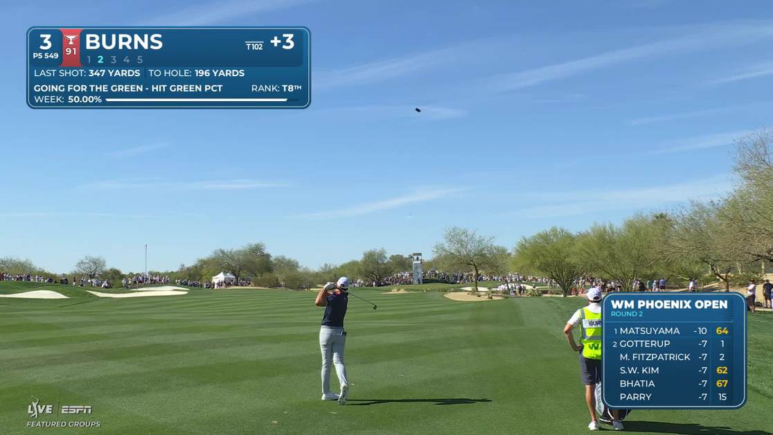 Sam Burns | Round 2 | 3rd hole | Shot 2 | 2026 WM Phoenix Open