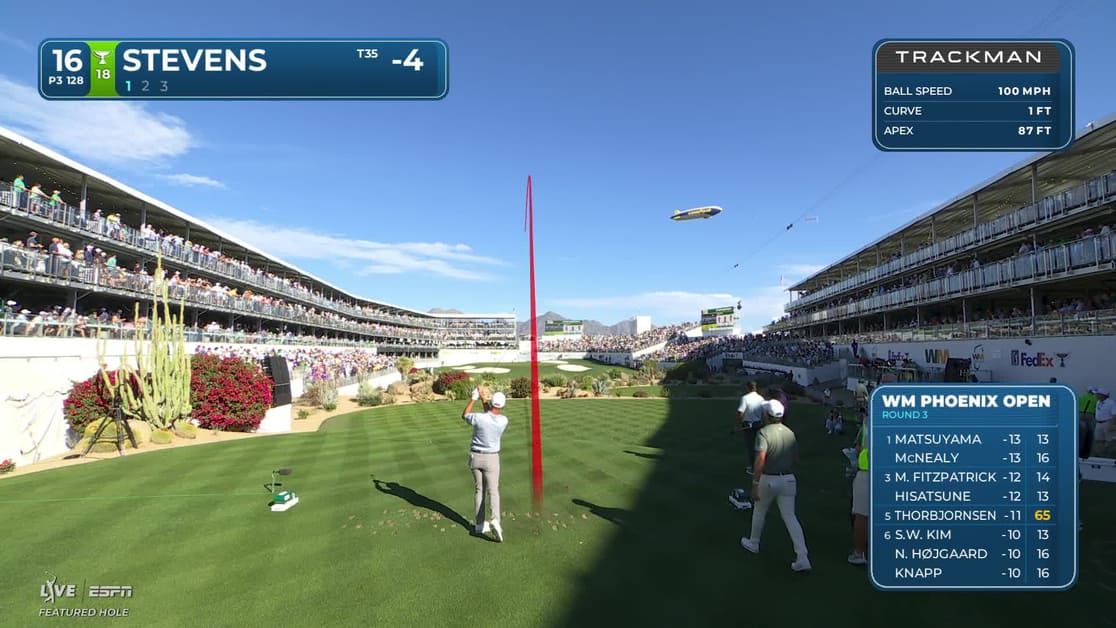 Sam Stevens | Round 3 | 16th hole | Shot 1 | 2026 WM Phoenix Open