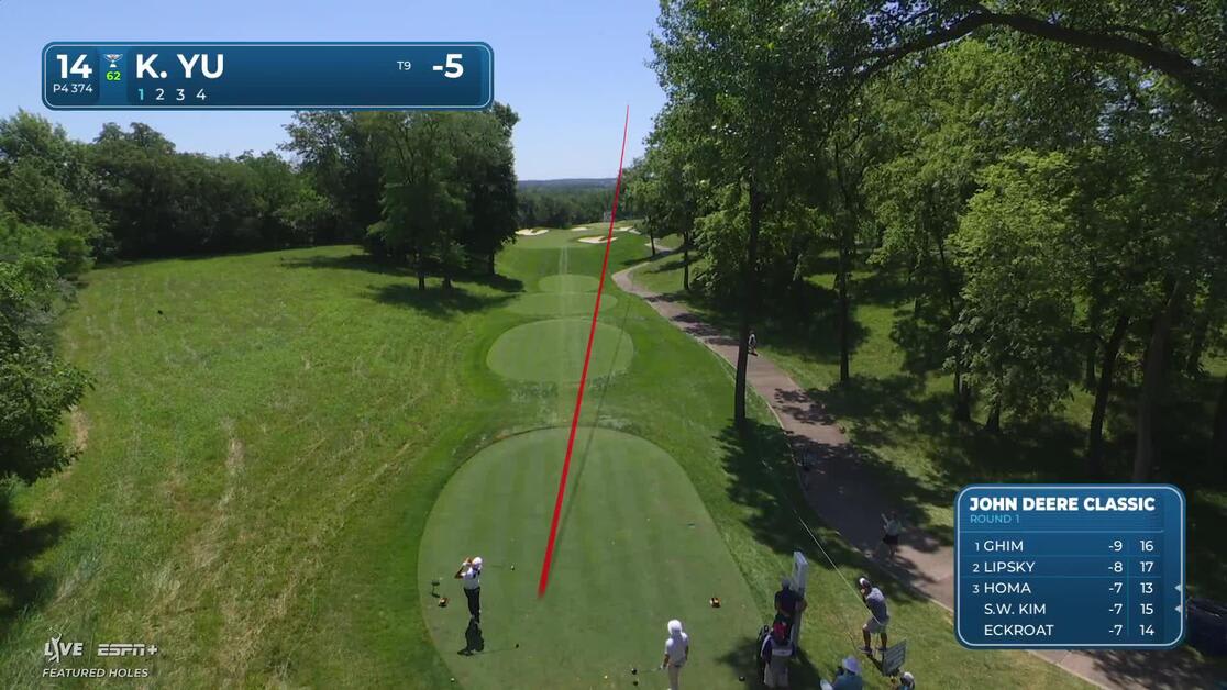 Kevin Yu | Round 1 | 14th hole | Shot 1 | 2025 John Deere