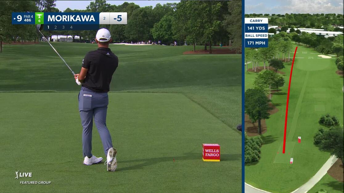 Collin Morikawa | 2024 Wells Fargo | Round 1 | 9th hole | Shot 1