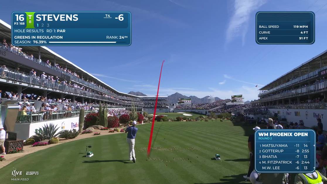 Sam Stevens | Round 2 | 16th hole | Shot 1 | 2026 WM Phoenix Open