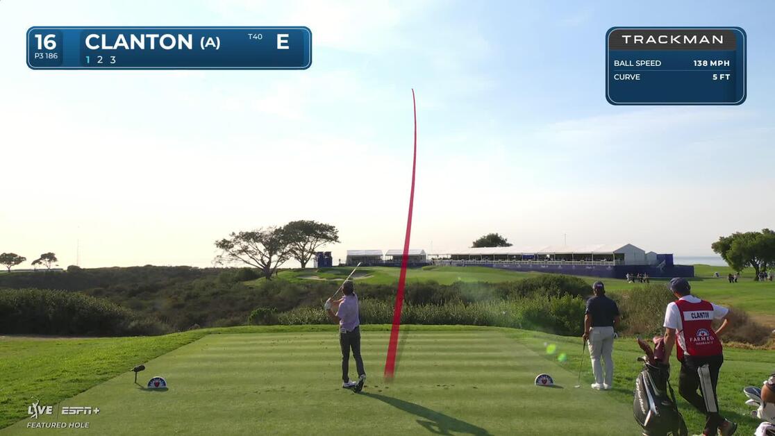 Luke Clanton | Round 3 | 16th hole | Shot 1 | 2025 Farmers