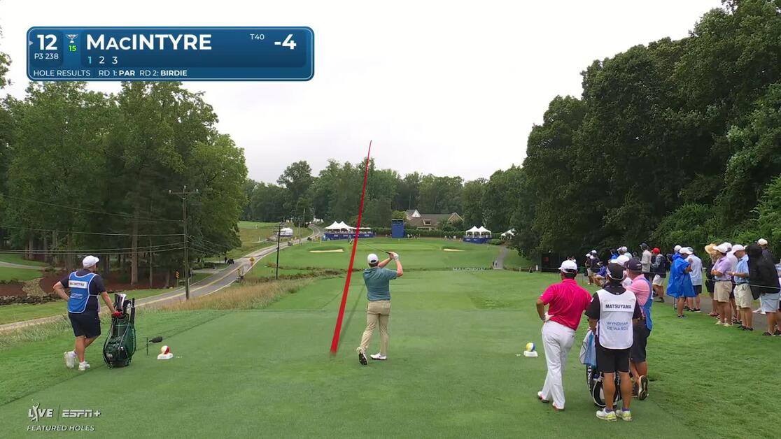 Robert MacIntyre | Round 3 | 12th hole | Shot 1 | 2025 Wyndham