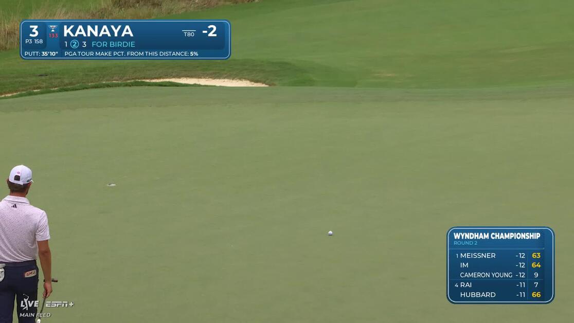 Takumi Kanaya | Round 2 | 3rd hole | Shot 2 | 2025 Wyndham