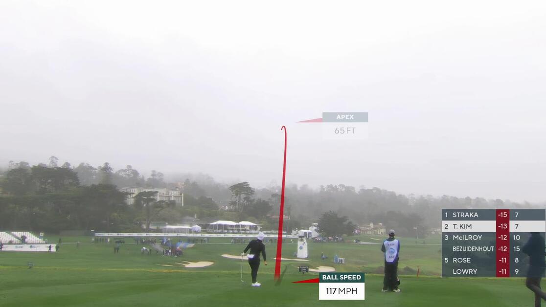 Tom Kim | Round 3 | 8th hole | Shot 2 | 2025 AT&T Pebble Beach