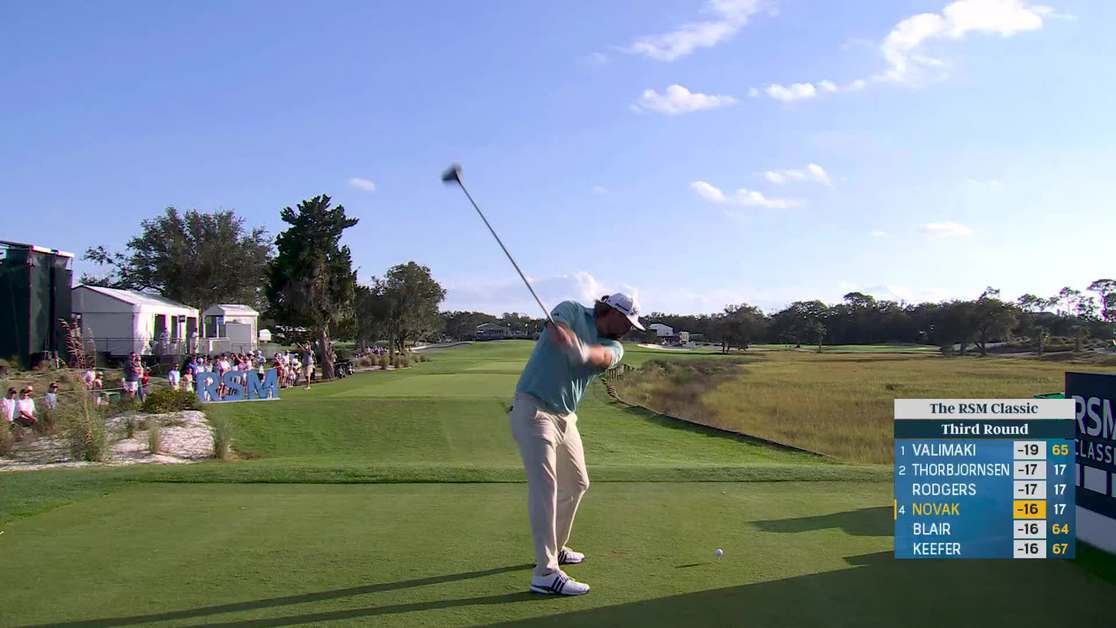 Andrew Novak | Round 3 | 18th hole | Shot 1 | 2025 The RSM Classic