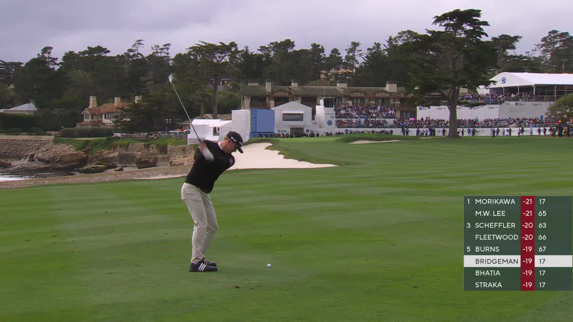 Jacob Bridgeman | Round 4 | 18th hole | Shot 2 | 2026 AT&T Pebble Beach