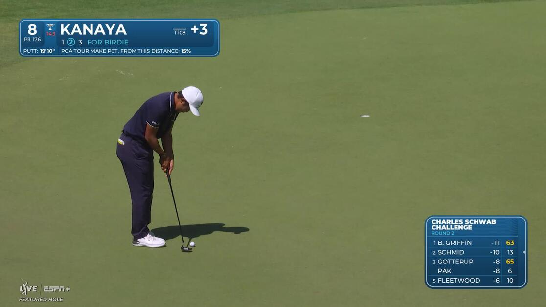 Takumi Kanaya | Round 2 | 8th hole | Shot 3 | 2025 Charles Schwab