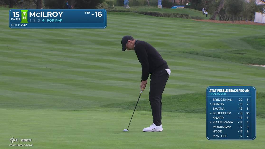 Rory McIlroy | Round 4 | 15th hole | Shot 4 | 2026 AT&T Pebble Beach