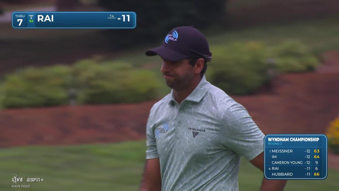 Aaron Rai | Round 2 | 7th hole | Shot 3 | 2025 Wyndham