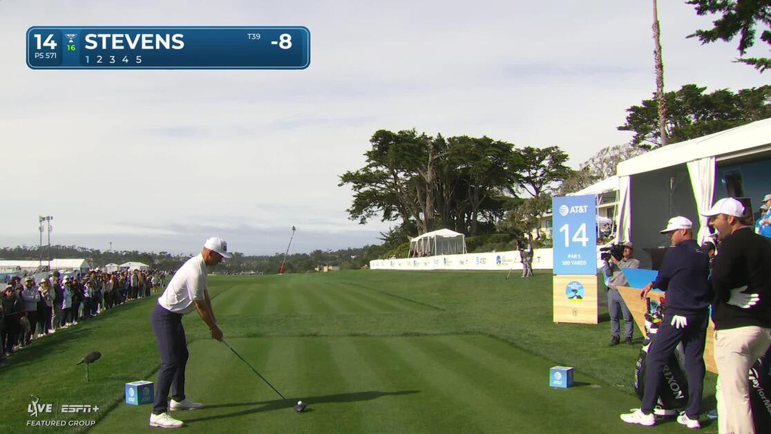 Sam Stevens | Round 4 | 14th hole | Shot 1 | 2025 AT&T Pebble Beach