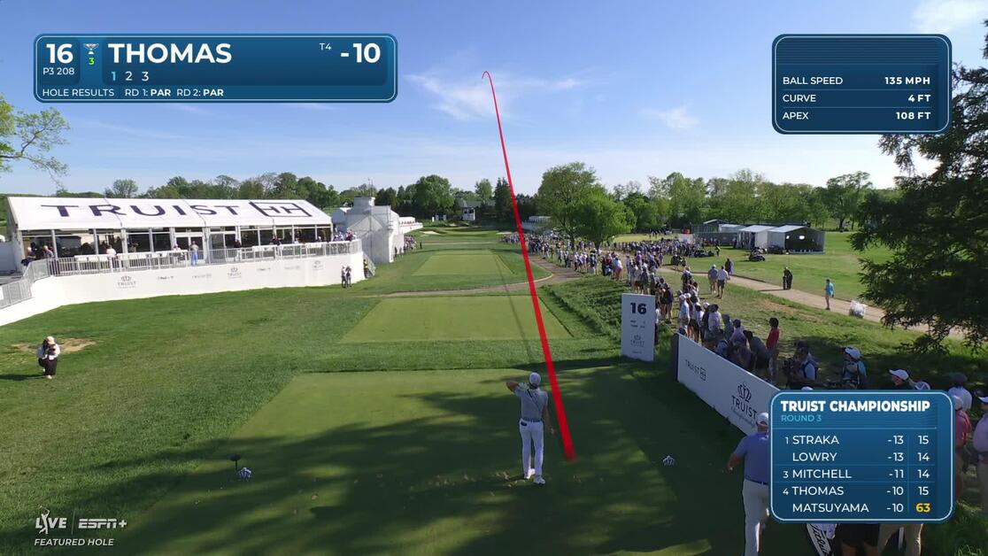 Justin Thomas | Round 3 | 16th hole | Shot 1 | 2025 Truist Championship