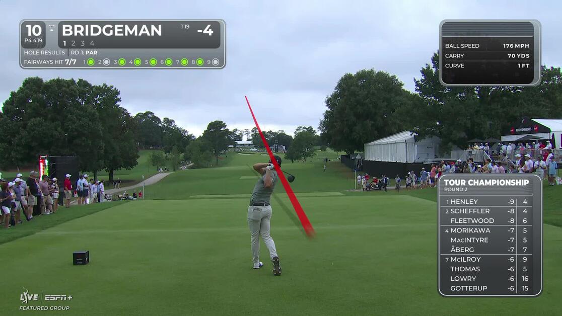 Jacob Bridgeman | Round 2 | 10th hole | Shot 1 | 2025 TOUR Championship