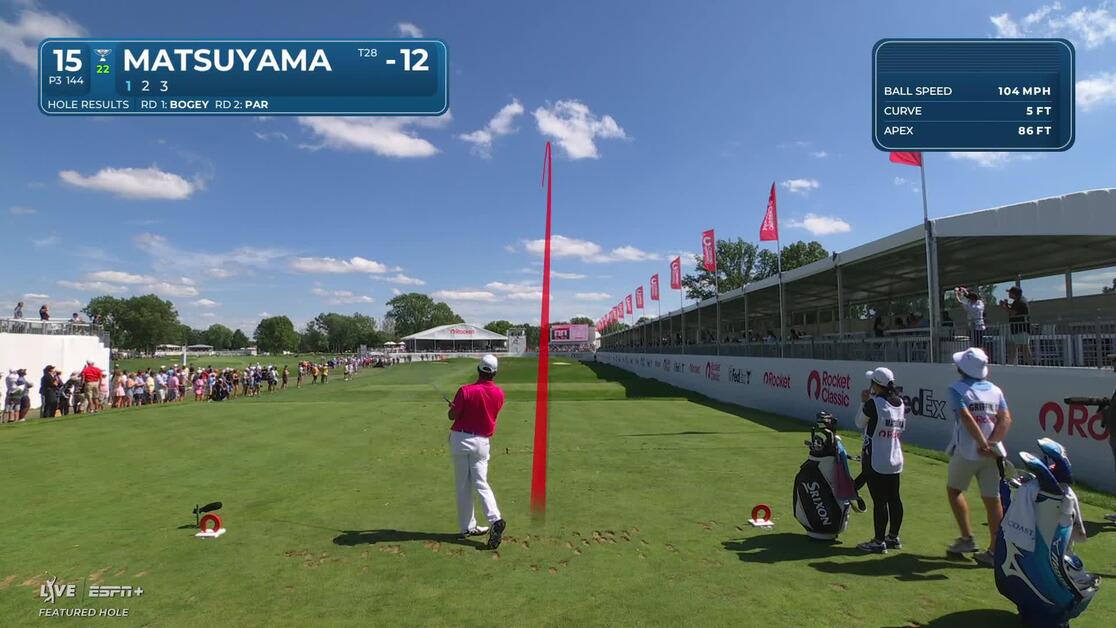 Hideki Matsuyama | Round 3 | 15th hole | Shot 1 | 2025 Rocket Classic