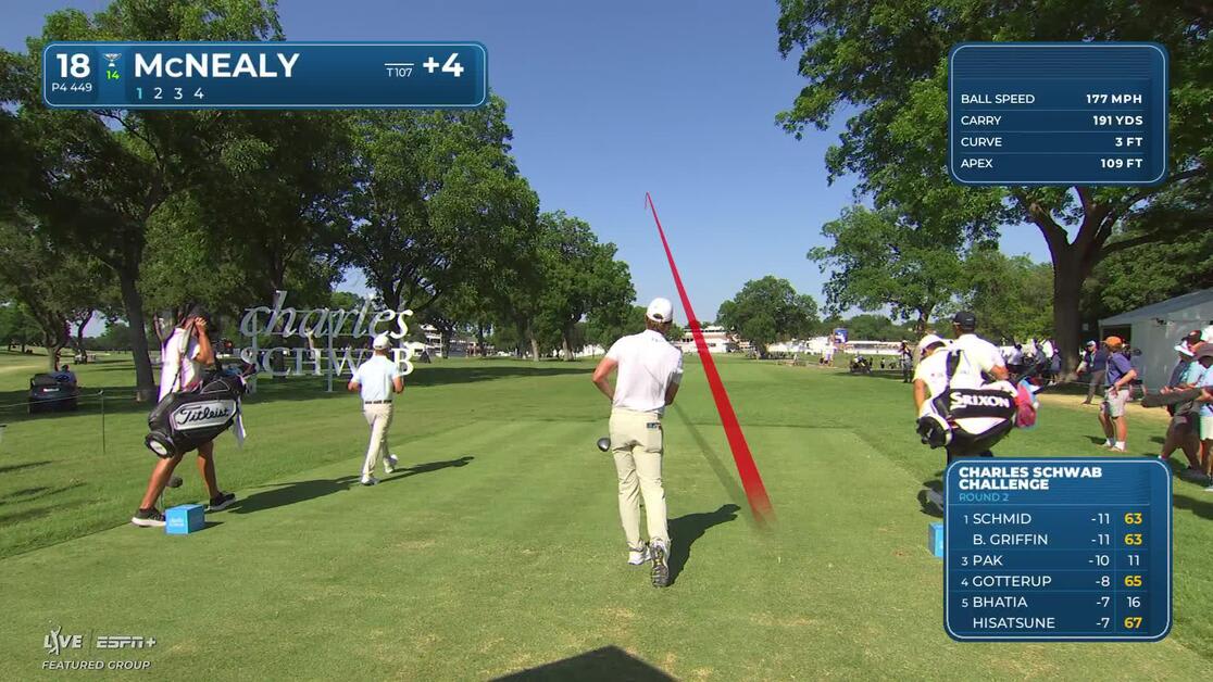 Maverick McNealy | Round 2 | 18th hole | Shot 1 | 2025 Charles Schwab