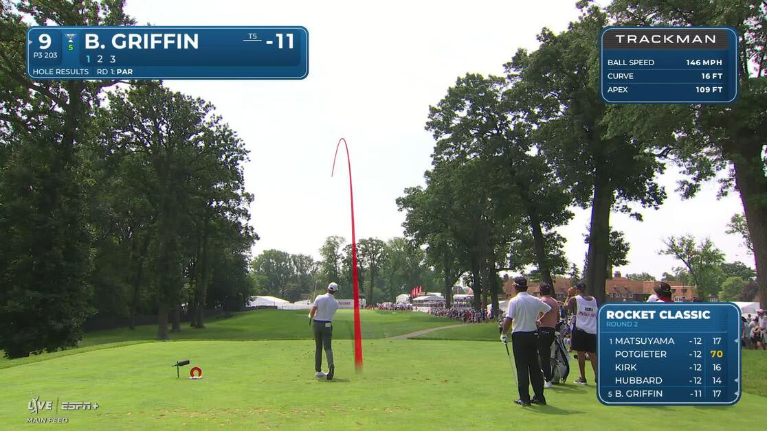Ben Griffin | Round 2 | 9th hole | Shot 1 | 2025 Rocket Classic
