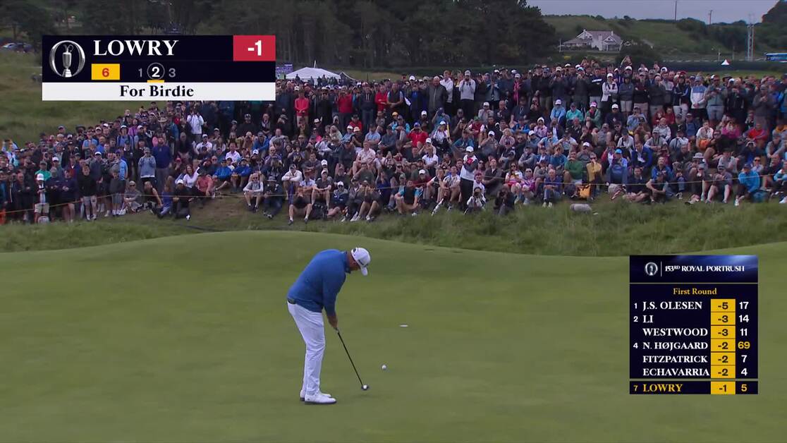 Shane Lowry rolls in birdie putt at The Open
