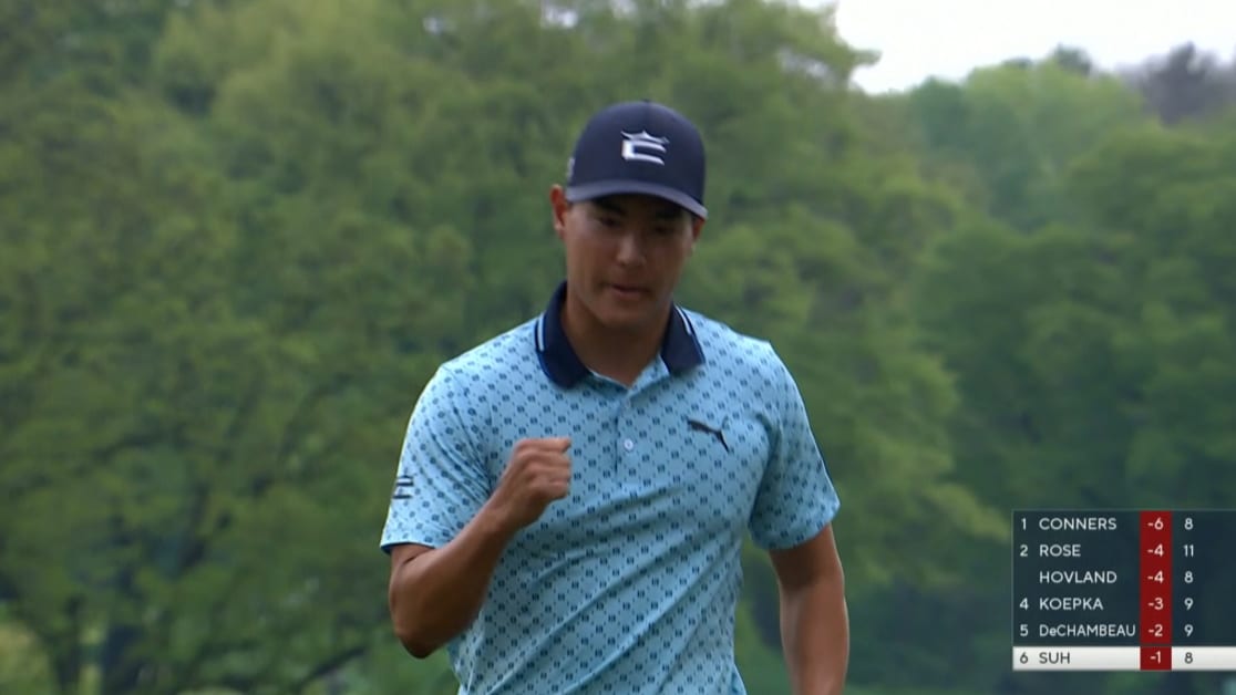 Justin Suh drains nice putt to save par at the PGA Championship