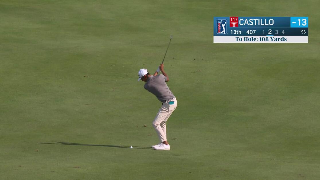 Ricky Castillo hits 108-yard approach to 5 feet, sets up birdie on No ...