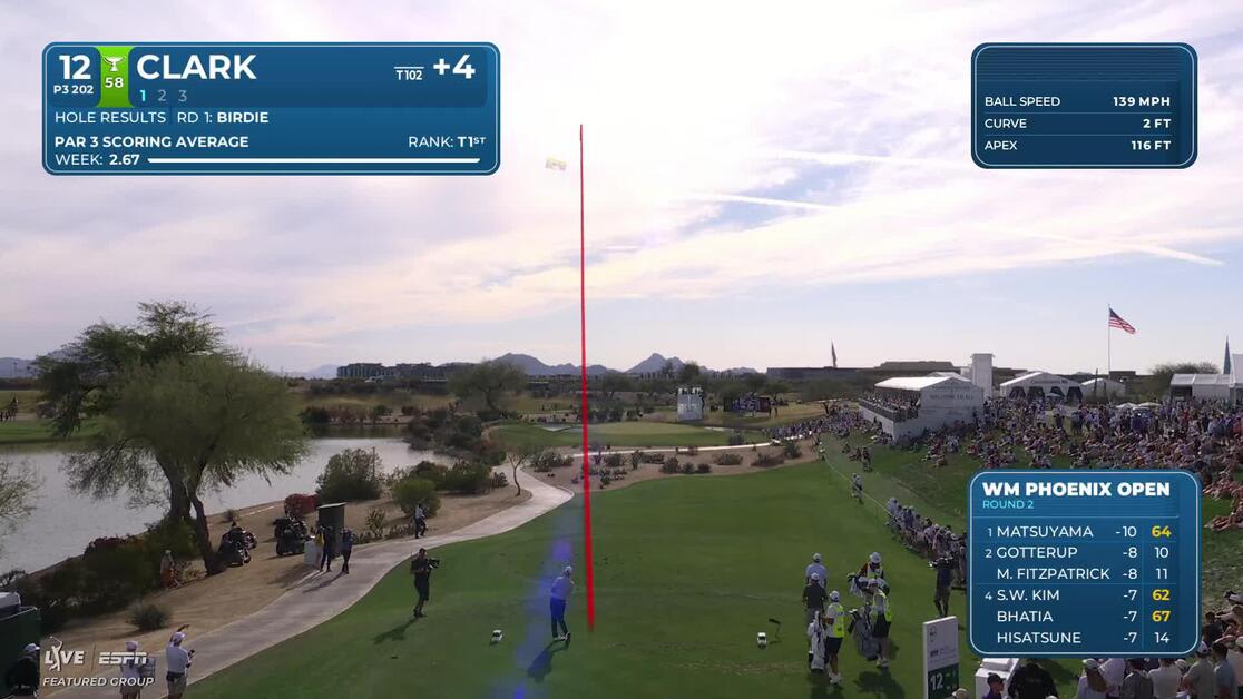 Wyndham Clark holes 59-foot birdie putt on No. 12 at WM Phoenix Open