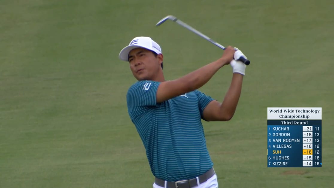 Justin Suh goes flag hunting to set up birdie at World Wide Technology