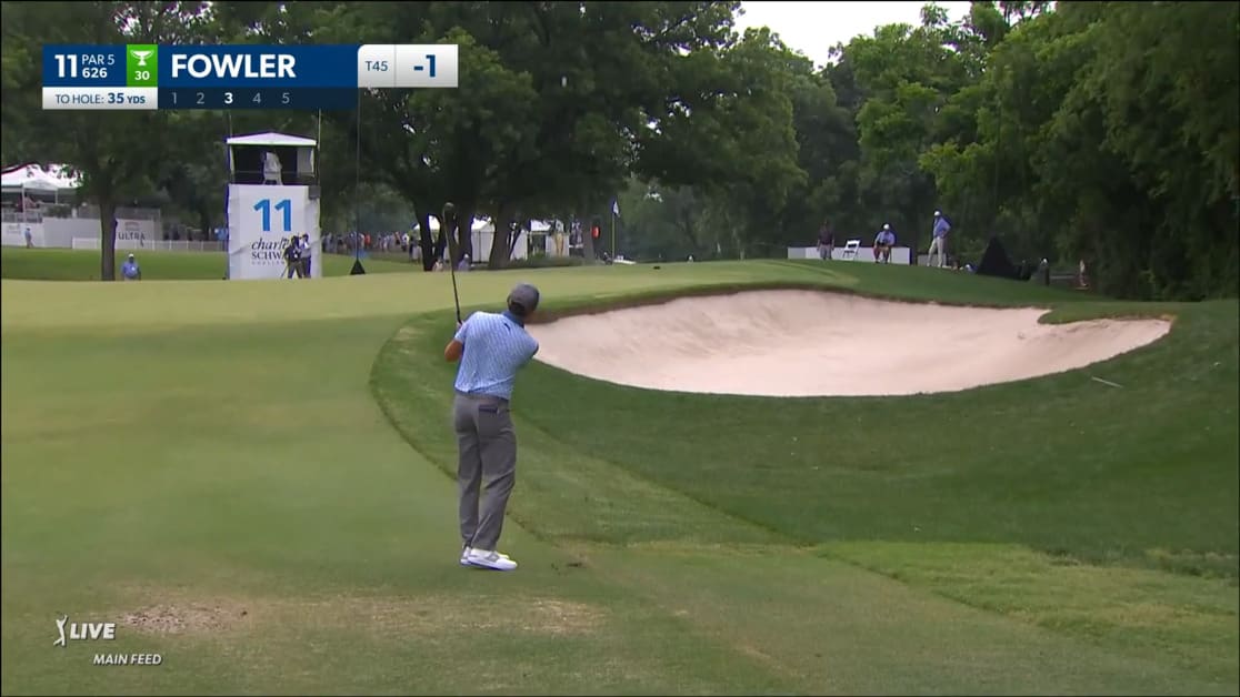 Rickie Fowler chips it close to set up birdie at Charles Schwab