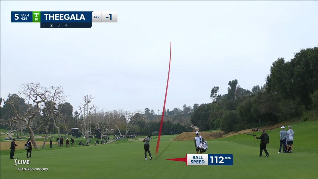 Sahith Theegala runs approach close to set up birdie at Genesis