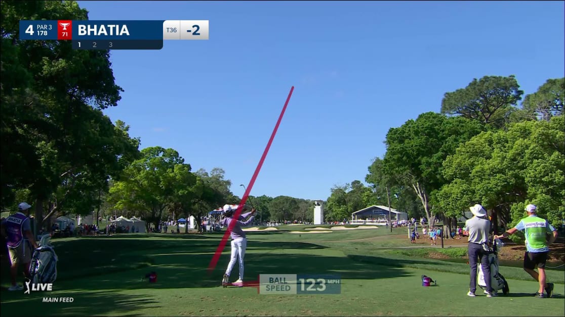 Akshay Bhatia sinks a 33-foot birdie putt on No. 4 at Valspar