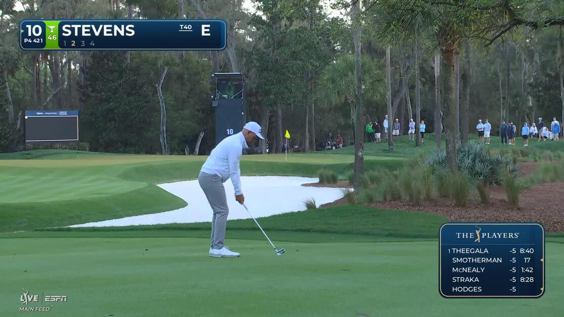 Sam Stevens hits 132-yard approach to 3 feet, sets up birdie on No. 10 ...