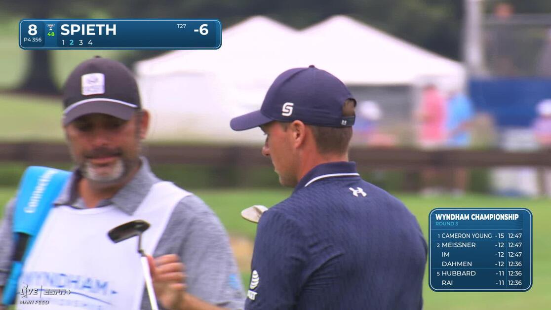 Jordan Spieth almost holes approach to set up birdie at Wyndham