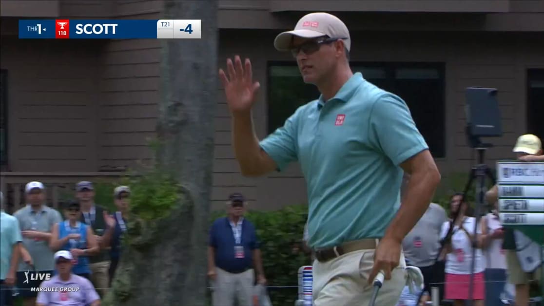 Adam Scott sinks birdie putt from the fringe at RBC Heritage