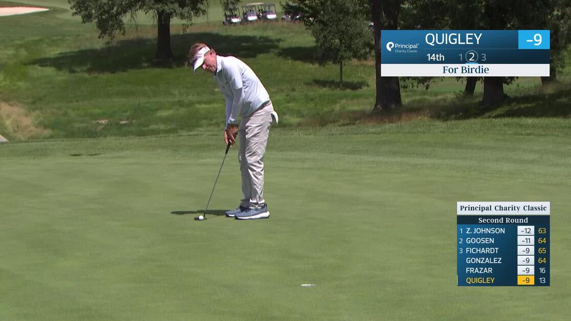 Brett Quigley makes birdie on No. 14 at Principal Charity Classic