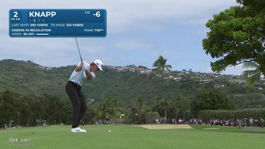 Jake Knapp hits 121-yard approach to 7 feet, sets up birdie on No. 2 at ...