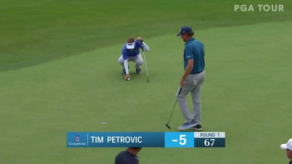 Tim Petrovic makes birdie on No. 18 at Dominion Energy