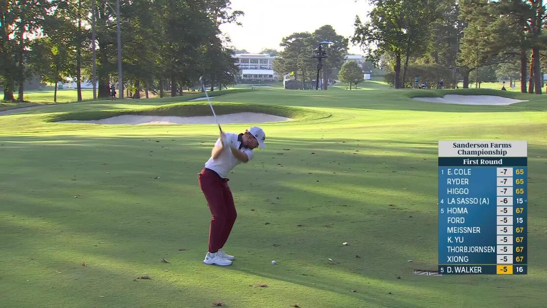 Danny Walker hits 103-yard approach to 10 feet, sets up birdie on No. 17 at Sanderson Farms