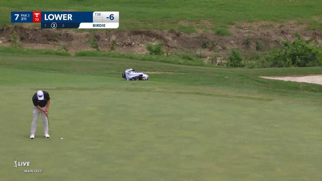 Justin Lower makes a 23-foot birdie putt at CJ CUP Byron Nelson