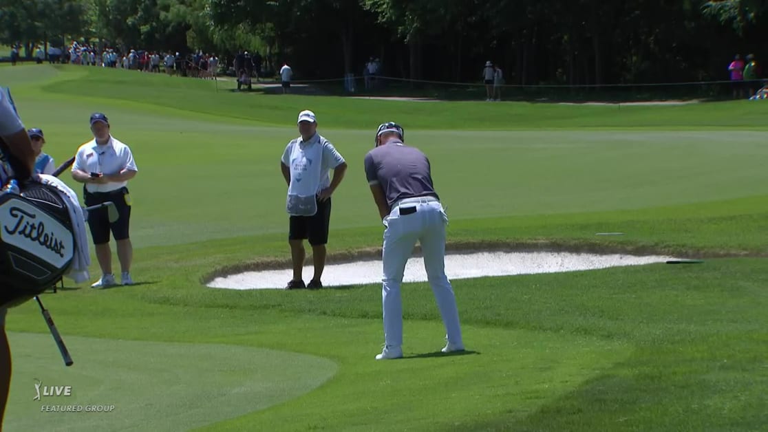 Justin Thomas pitches to set up birdie at AT&T Byron Nelson