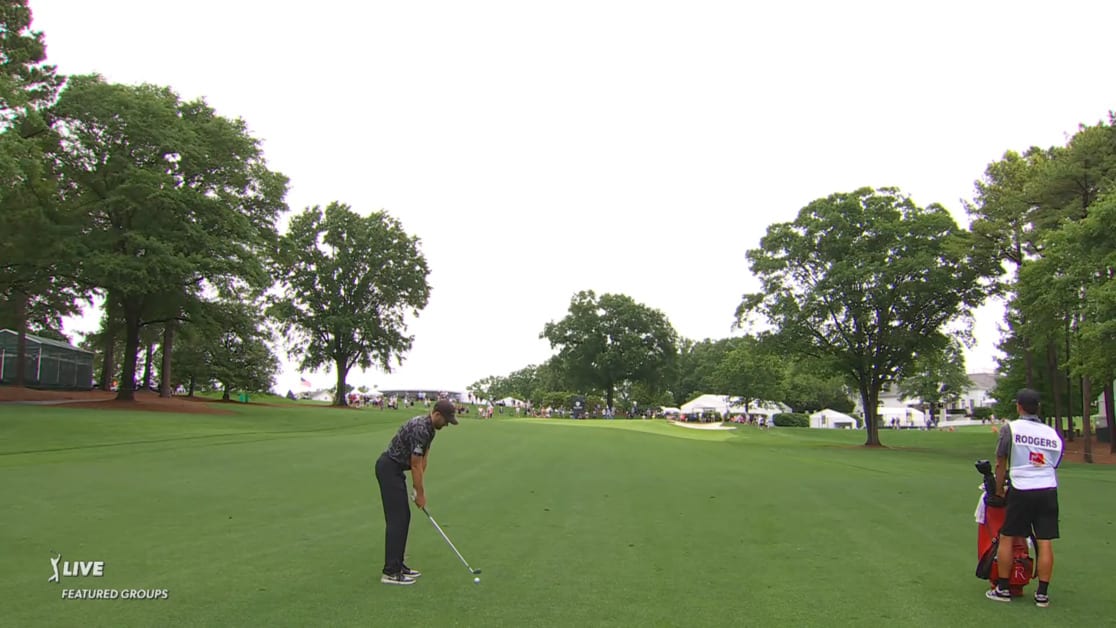 Patrick Rodgers sticks the approach and makes the birdie at Wells Fargo