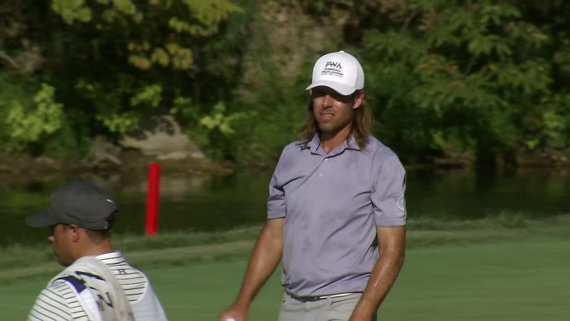 Aaron Baddeley holes birdie putt at Korn Ferry Tour Champ