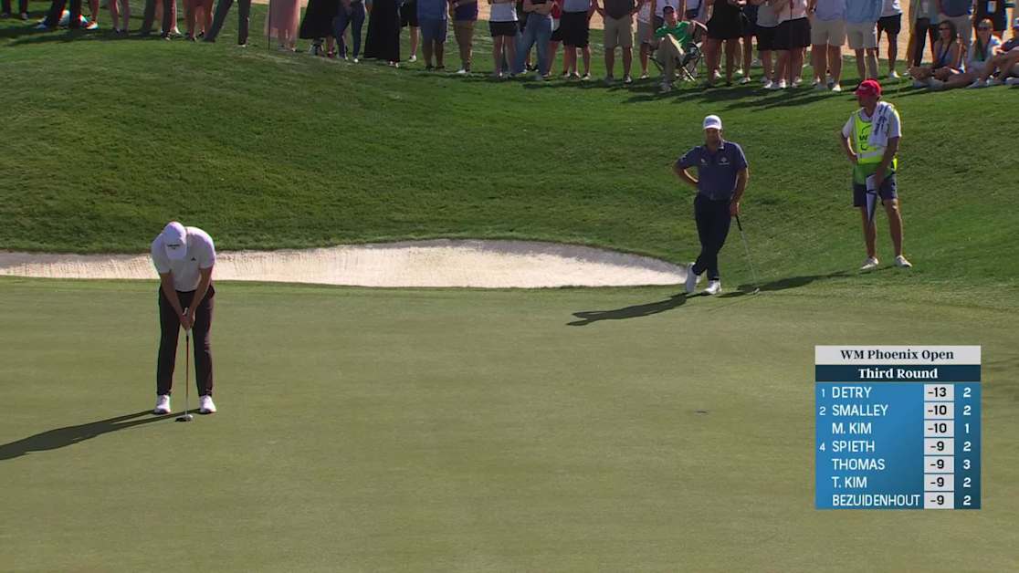 Rasmus Højgaard drains 12-foot birdie putt at WM Phoenix Open