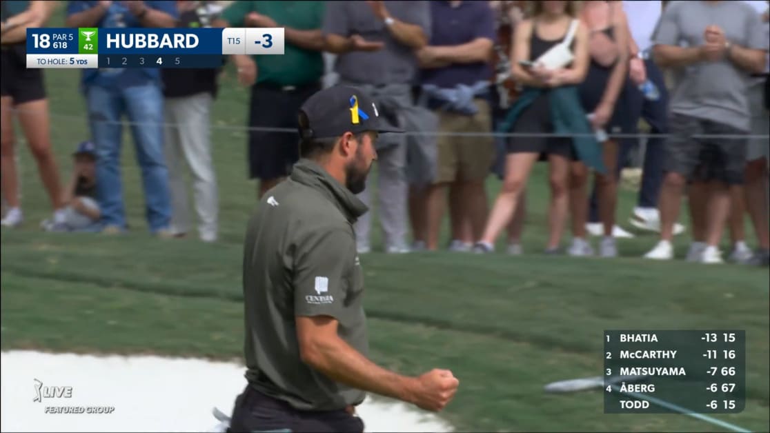 Mark Hubbard holes birdie from off the green at Valero