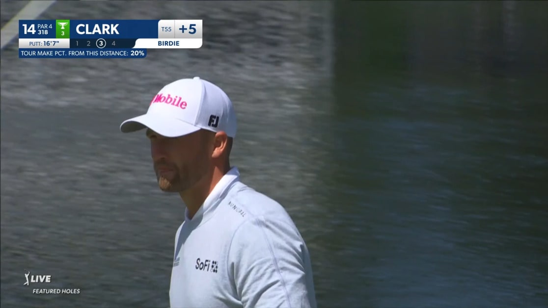 Wyndham Clark holes 16-foot putt for birdie at Wells Fargo