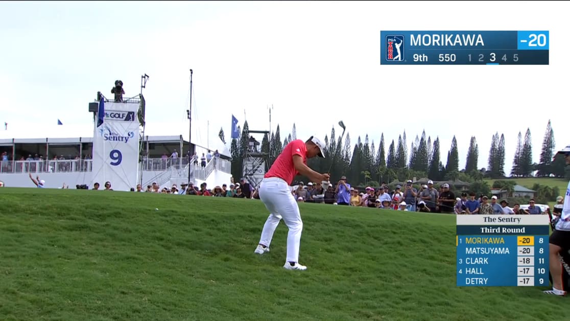 Collin Morikawa hits delicate chip shot from awkward lie and birdies at ...